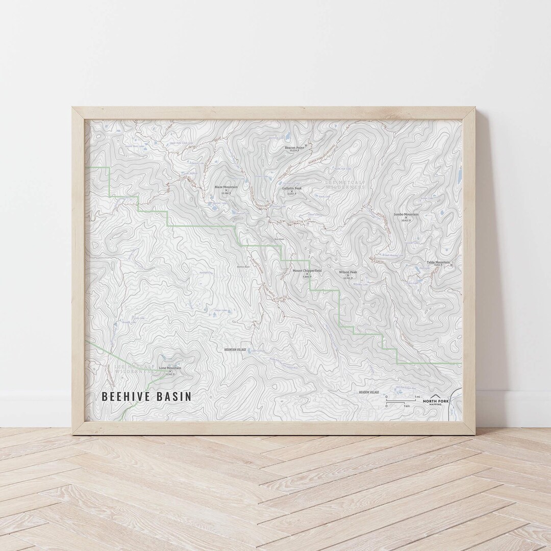 Beehive Basin Map - Beehive Basin, Big Sky, Moonlight Basin - Etsy