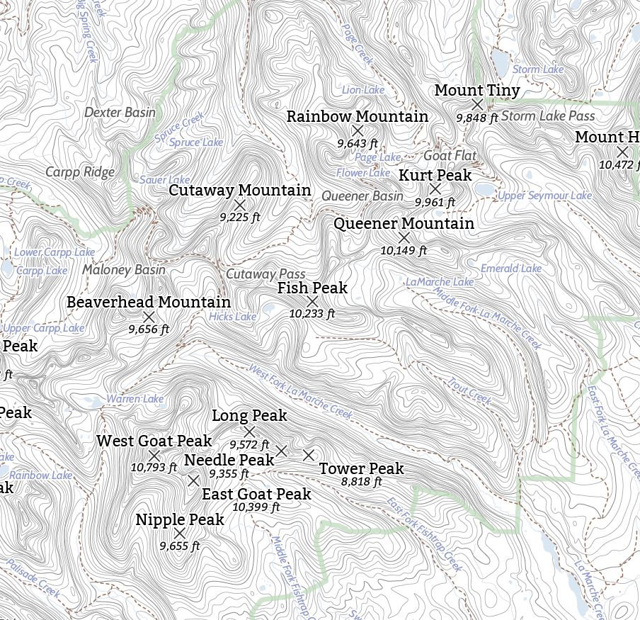 The Pintlers Map - Pintlers, Anaconda Range, Anaconda, Sula, Anaconda ...