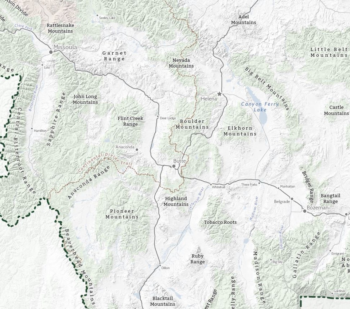 Montana Mountain Ranges Map, Map of Montana, Montana Map, Montana ...