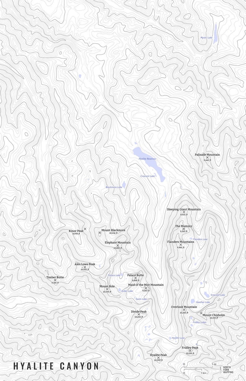 Hyalite Canyon Map - Hyalite Reservoir, Bozeman Montana, Montana Map - Etsy
