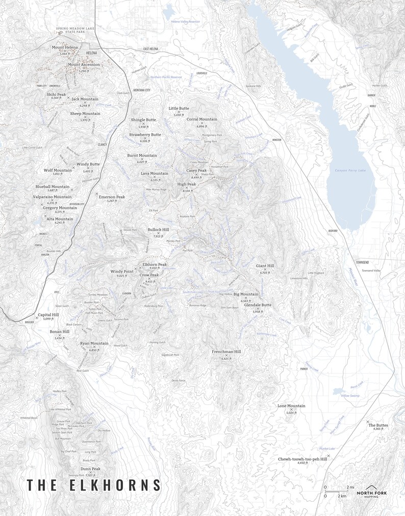 The Elkhorn Mountains Map - the Elkhorns, Helena, Townsend, Whitehall ...