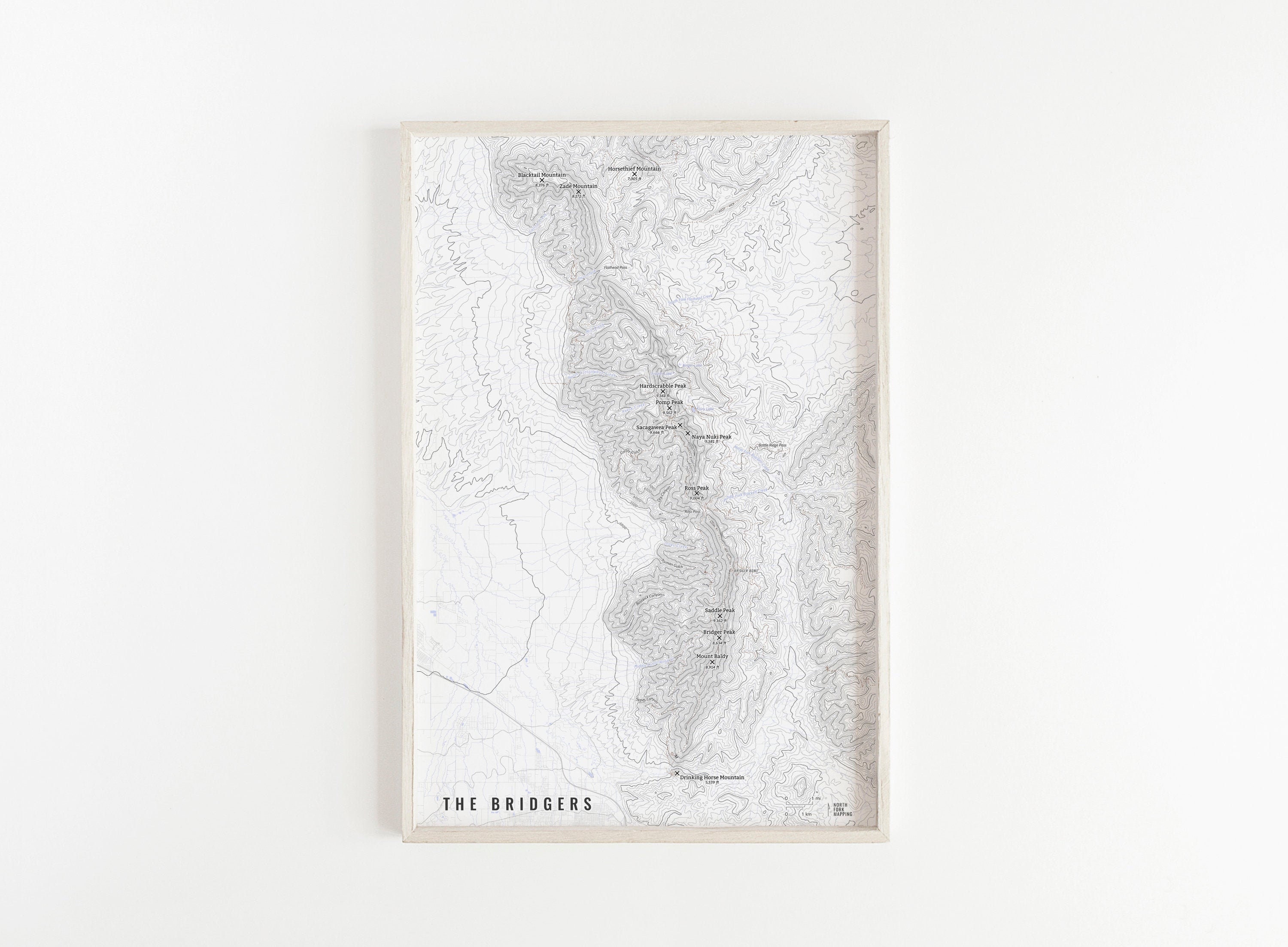 Bridger Mountain Map - the Bridgers, Bridger Mountains, Bridger Range ...