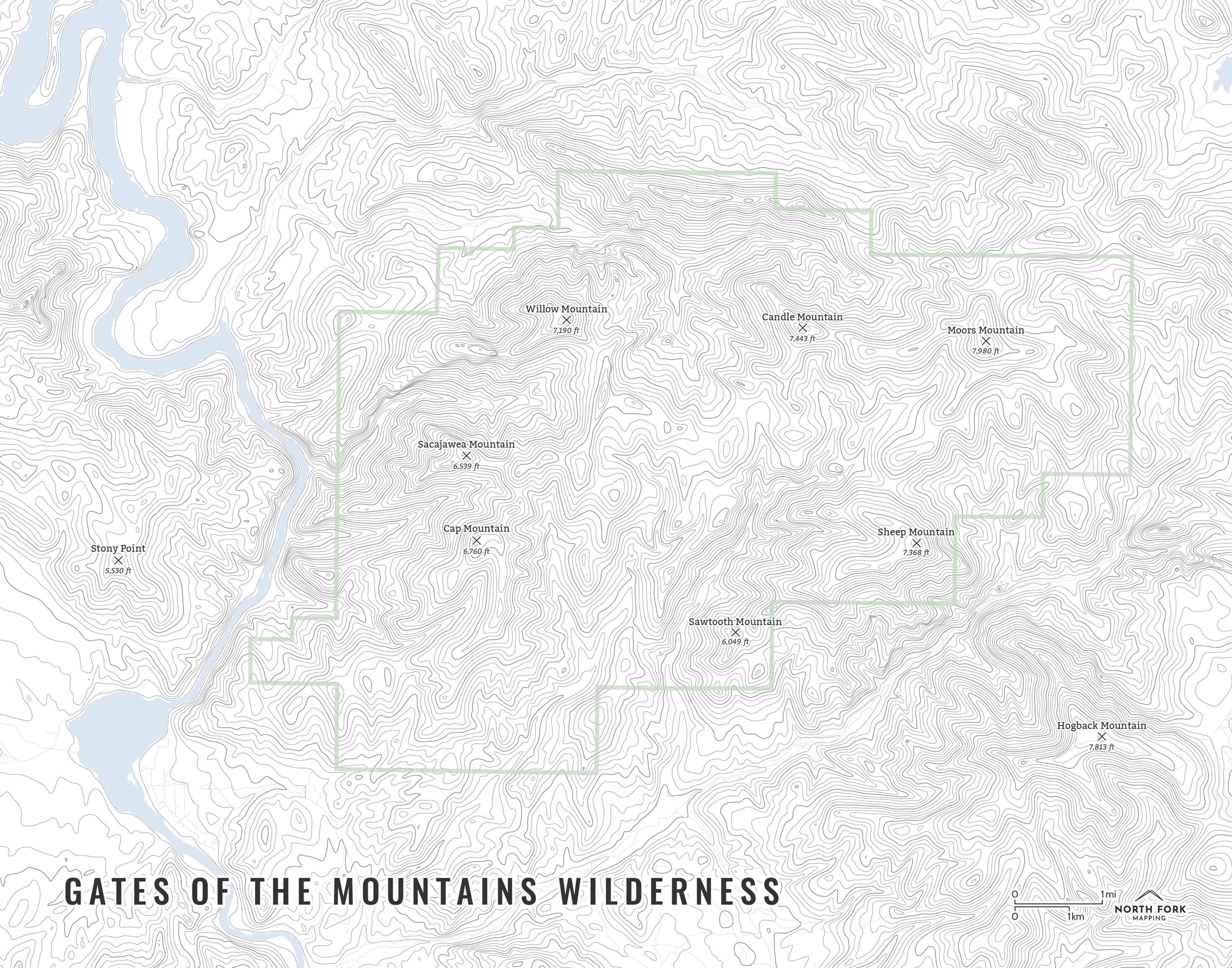 Gates of the Mountains Wilderness Map - Montana Wilderness, Helena ...