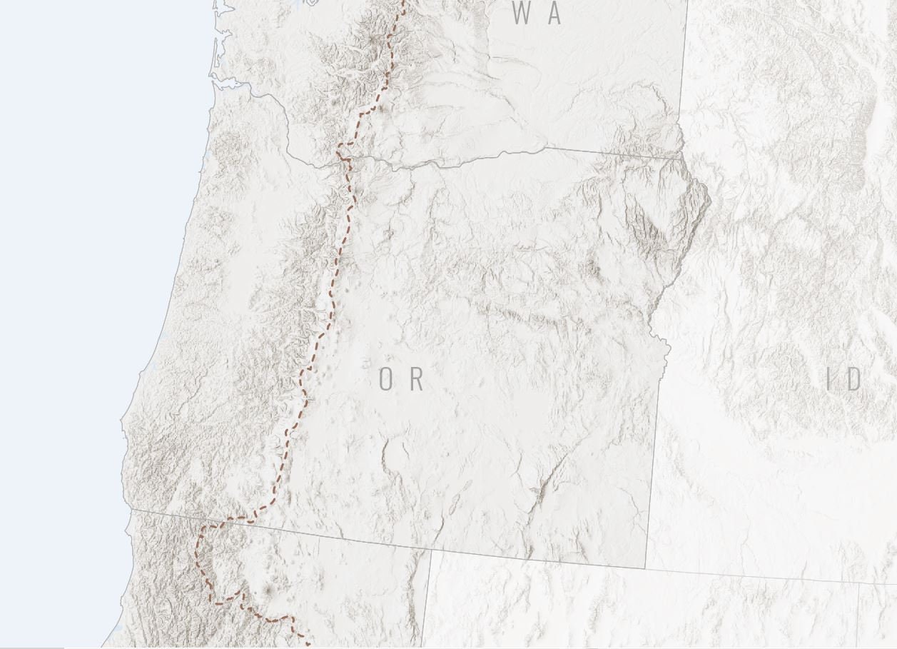Pacific Crest Trail Map, PCT, Hiking Gift, Walking Gift, Thru-hiker ...