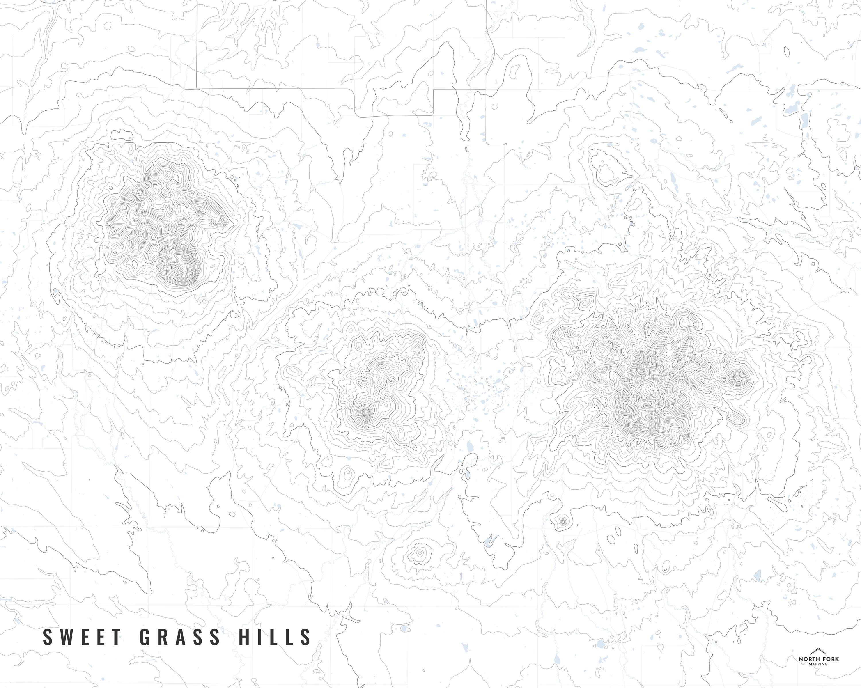 Sweet Grass Hills Map - West Butte, Middle Butte, East Butte, North ...