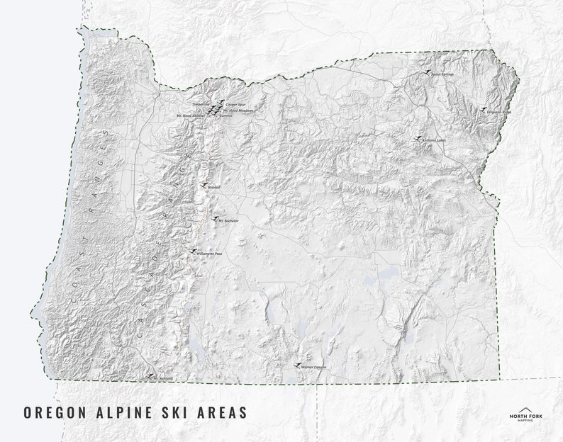 Oregon Ski Map - Anthony Lakes, Ferguson Ridge, Mt. Ashland, Mt ...