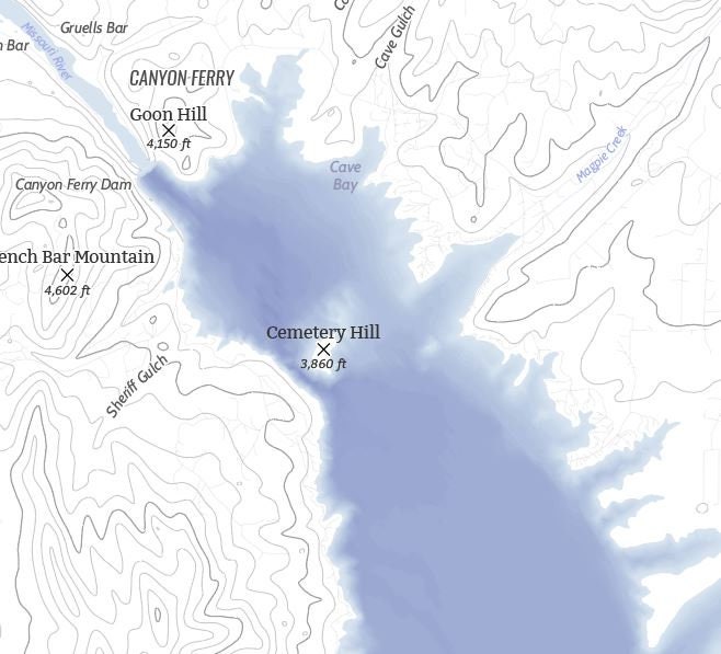 Canyon Ferry Lake Bathymetry Map - Canyon Ferry Lake, Canyon Ferry Lake ...