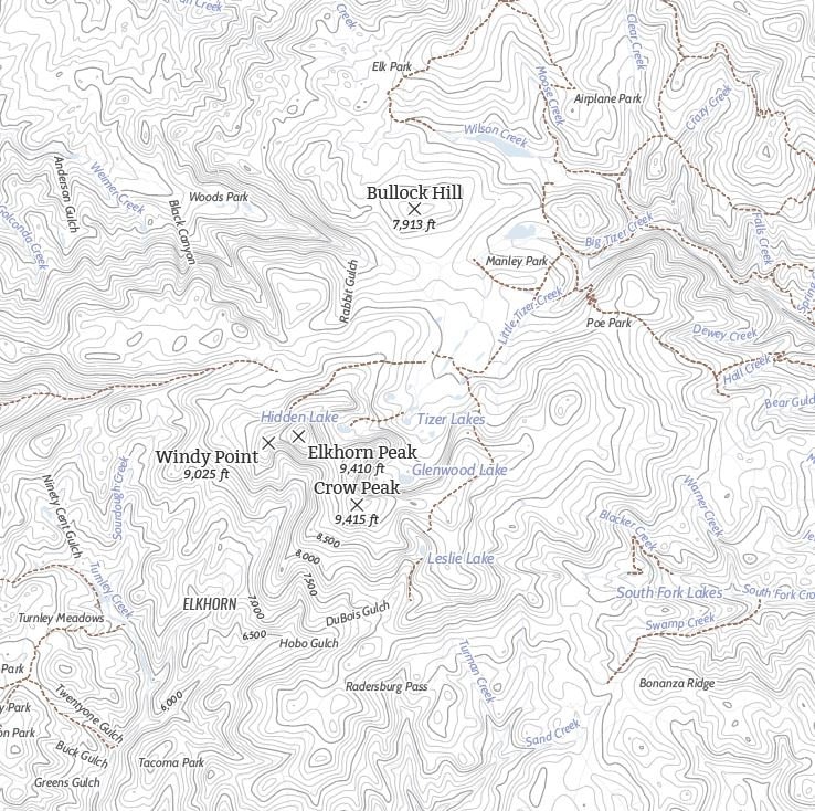 The Elkhorn Mountains Map - the Elkhorns, Helena, Townsend, Whitehall ...