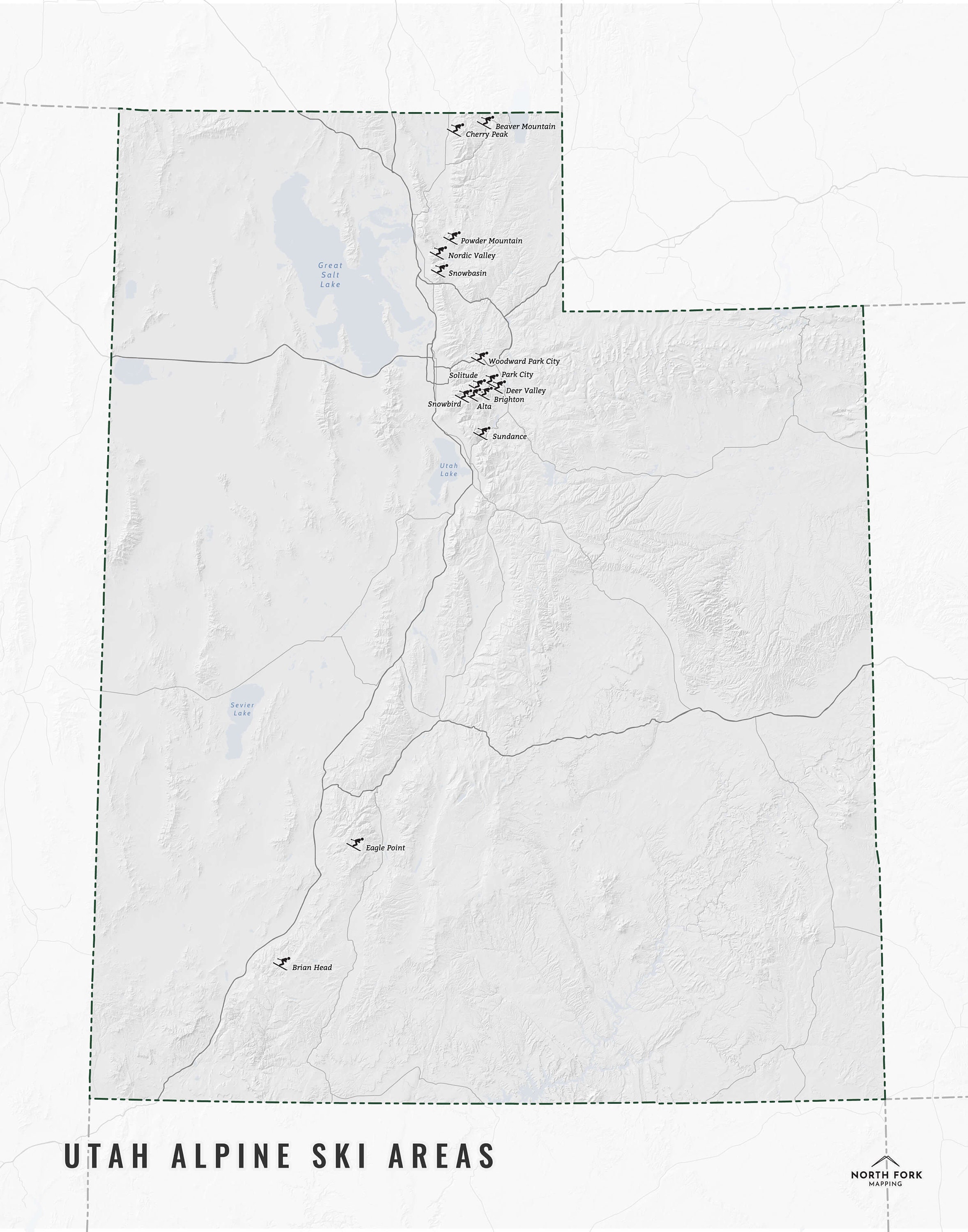 Utah Ski Map - Snowbird, Alta, Deer Valley, Park City, Snowbasin ...
