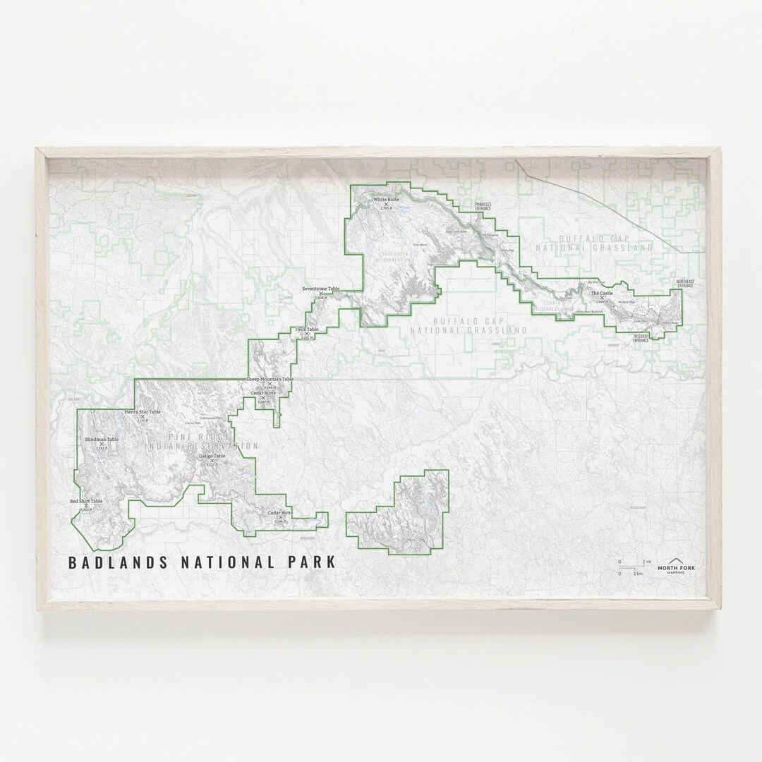 Badlands National Park Map, Badlands Poster, Badlands Wall Art ...