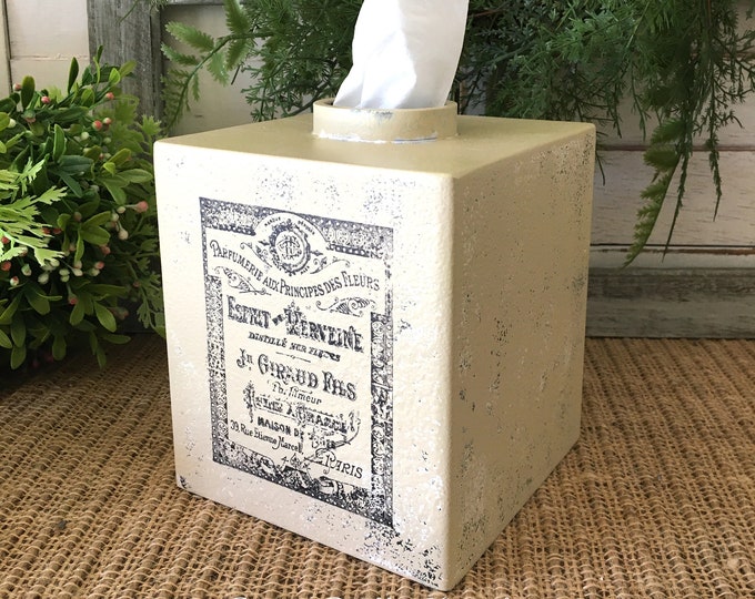 French Country Tissue Box Cover|painted Kleenex Dispenser Holder|french ...