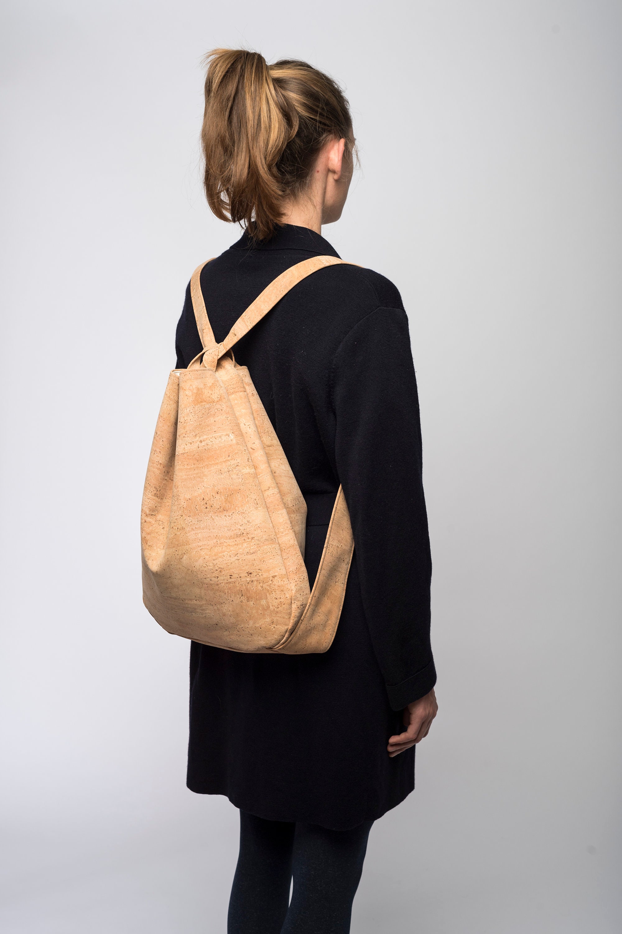 Multifunctional Backpack Bag, Grey Shoulder Bag, Vegan Bag, Cork Fabric ...
