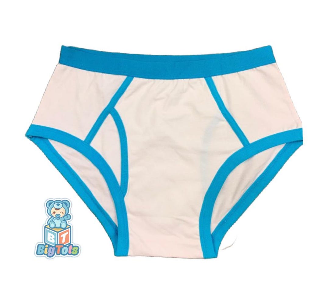 Adult Baby White W/teal Blue Big Boy Briefs Abdl - Etsy