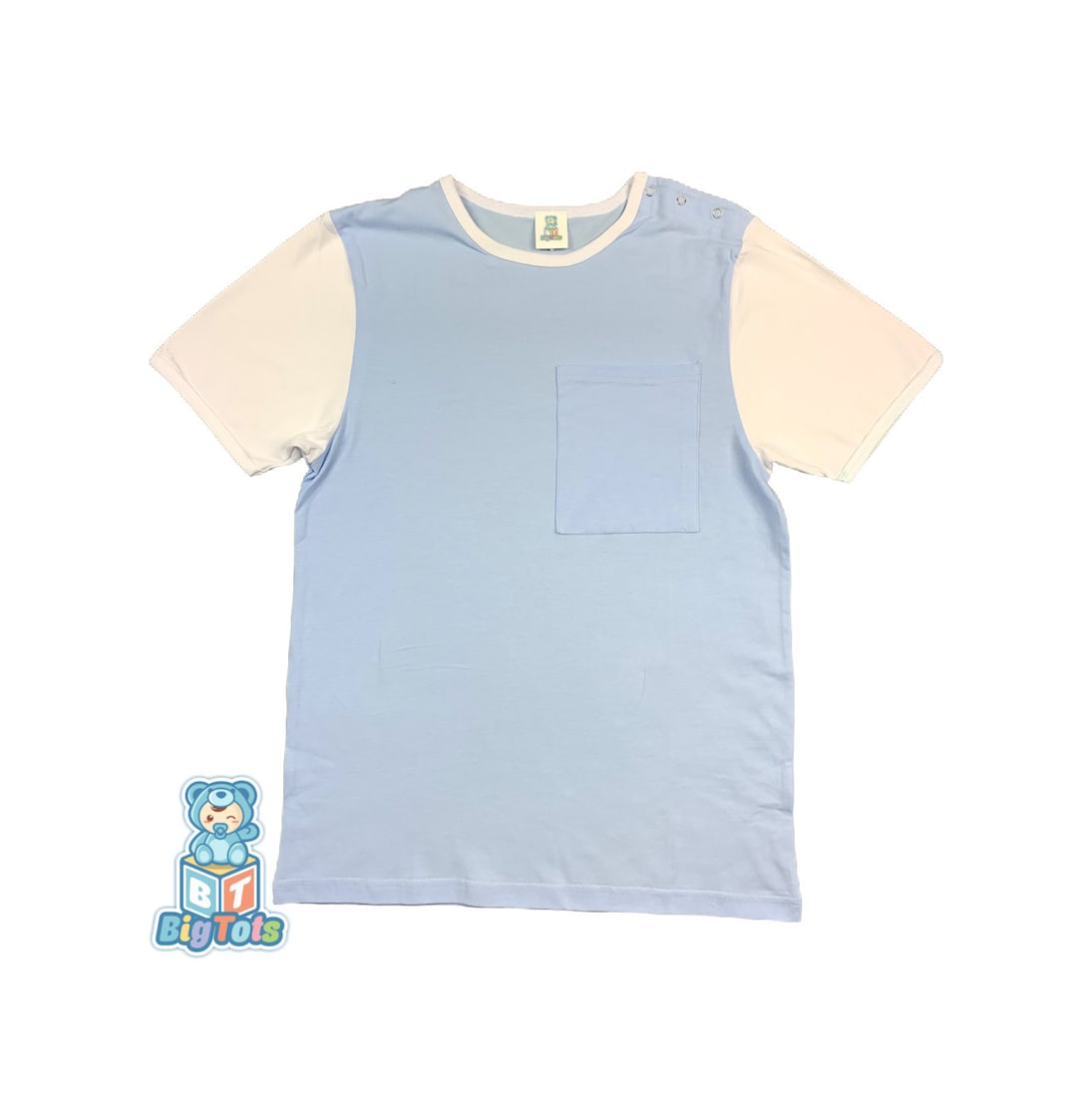 BIG TOTS ABDL Baby Blue and White Snap Shoulder Adult Baby Top Shirt - Etsy