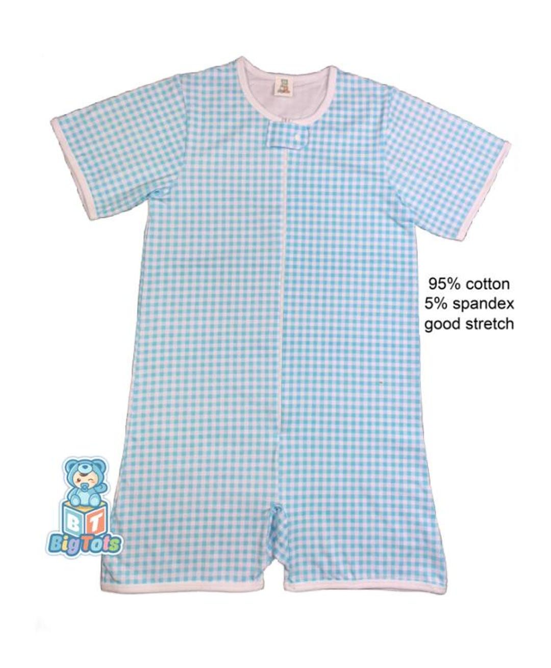 ABDL Zipper Romper Blue and White Gingham Check Adult Baby - Etsy