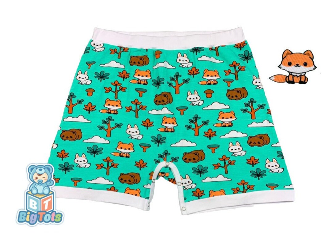 ABDL Snap Shorts Forest Baby Animals Pocket Adult Baby - Etsy