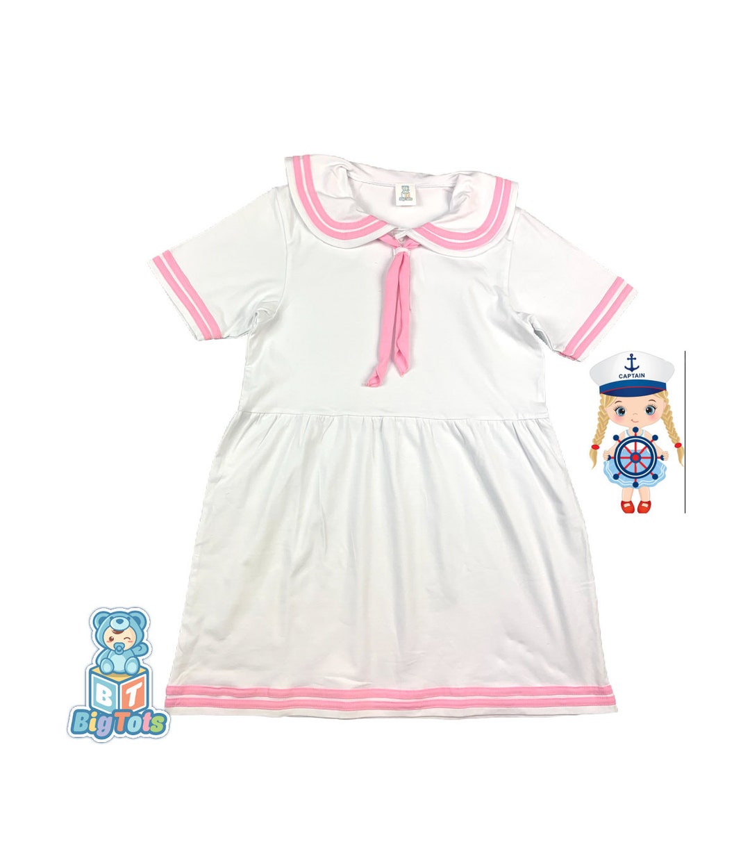 ABDL IMPROVED Fuller Skirt Sailor Dress W/ Baby Pink Trim Adult Baby - Etsy
