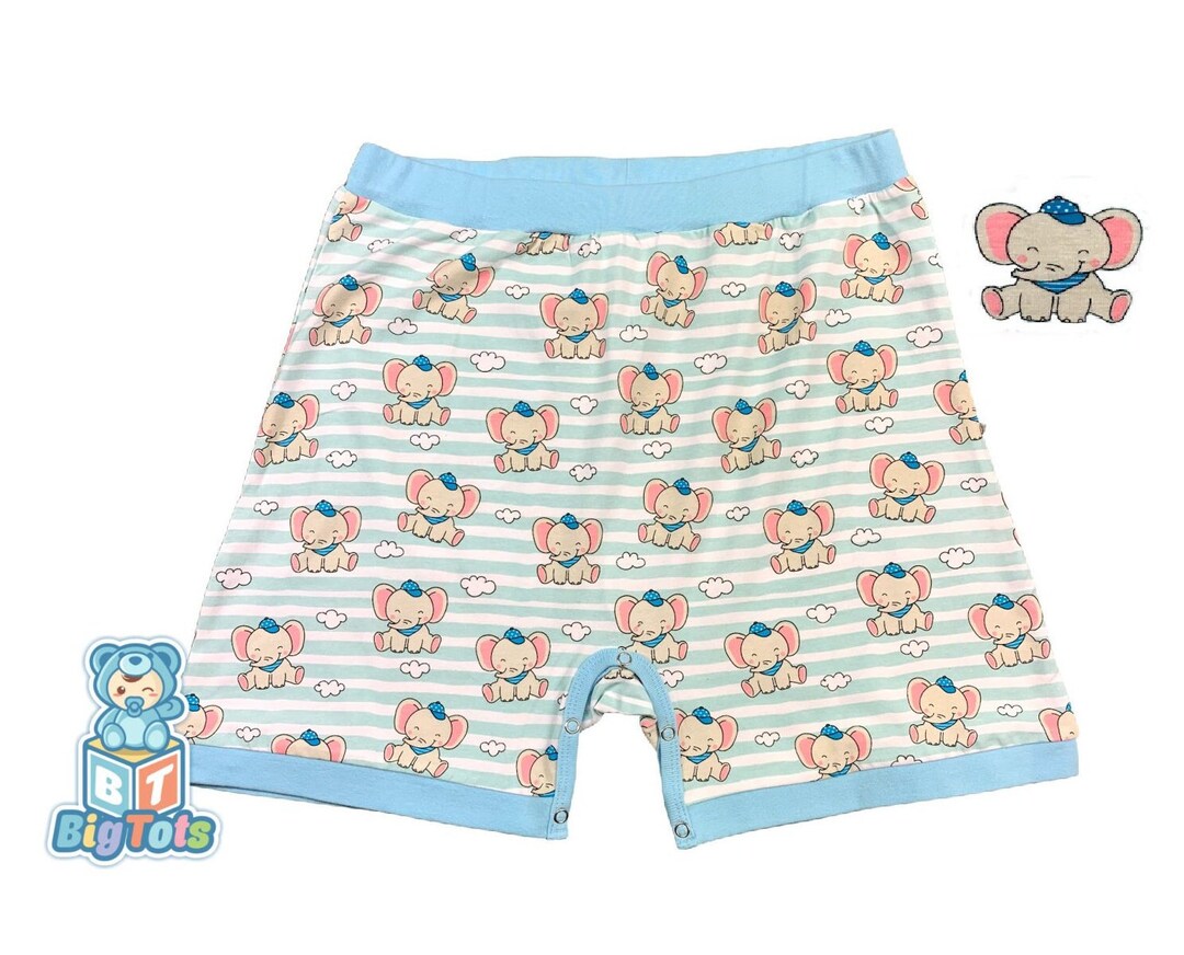 ABDL Small to 2X Snap Shorts Boy Elephants Pocket Adult Baby Age Play - Etsy