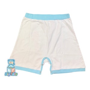 Snap Shorts White W/baby Blue Adult Baby Abdl - Etsy