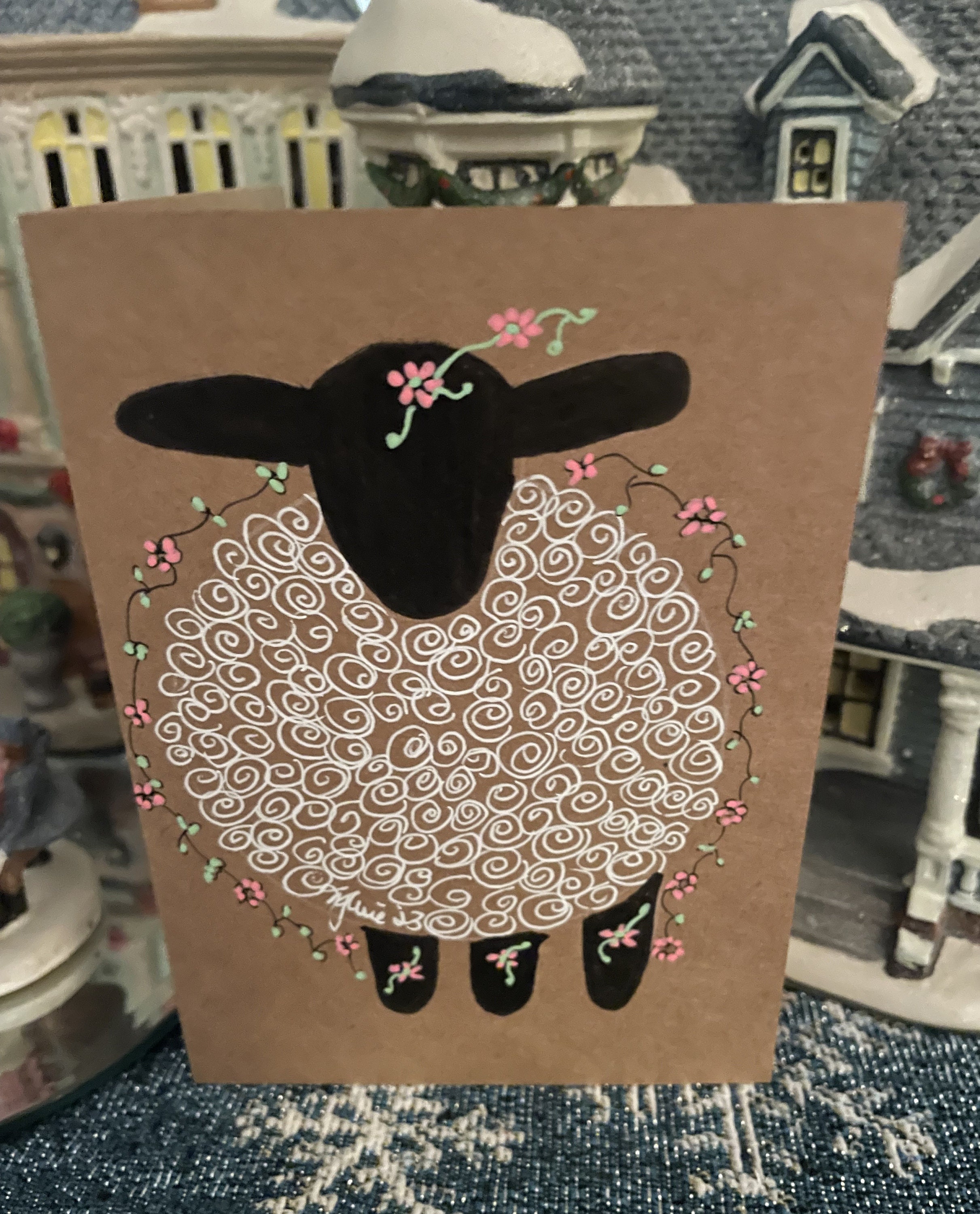 Hand Drawn Sheep Greeting Card Set: Spring Floral Wreath - Etsy