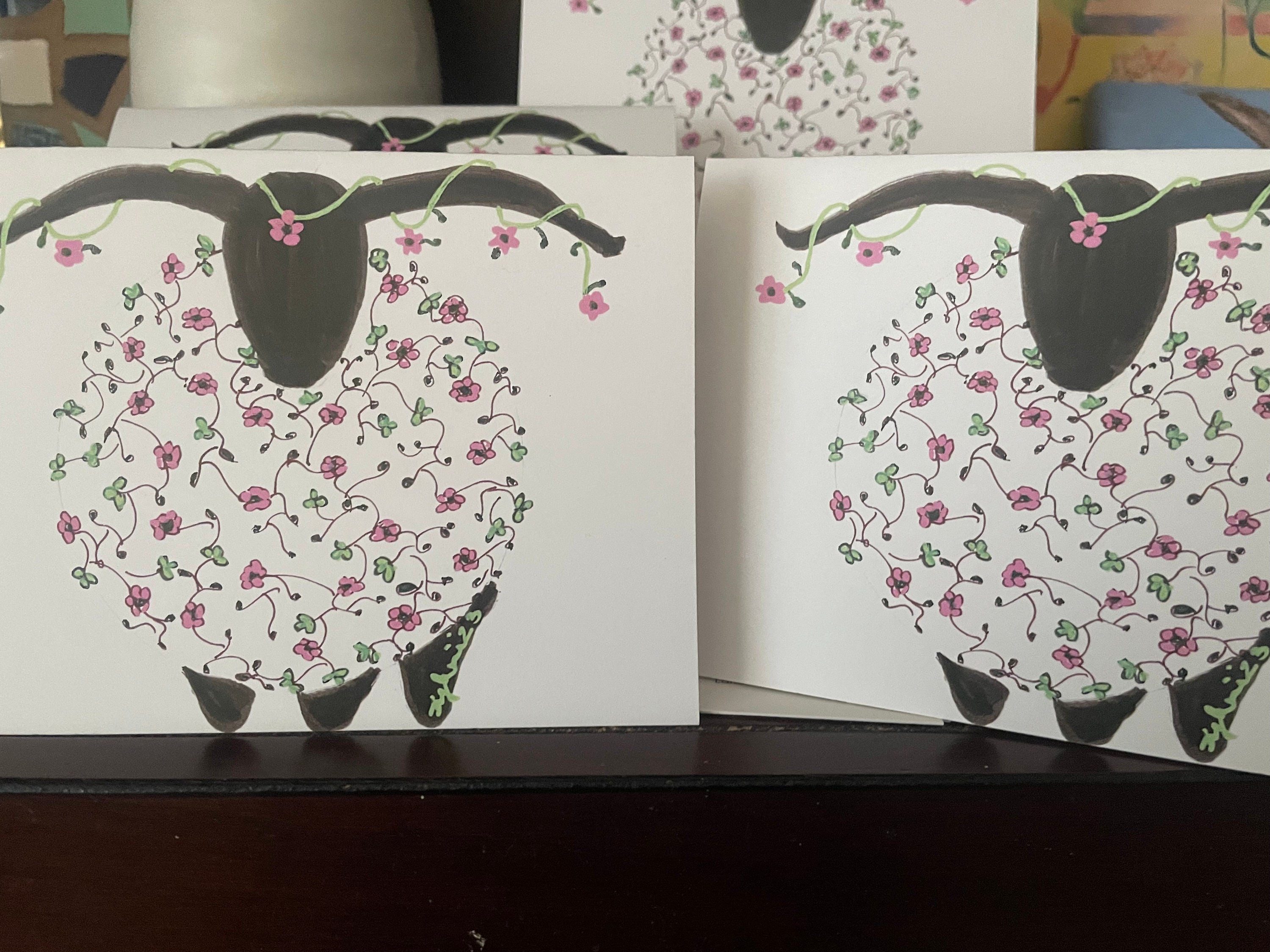 Fleur Fluff, 2 Styles Greeting Card, Notecard, Farmhouse, Mini Art ...