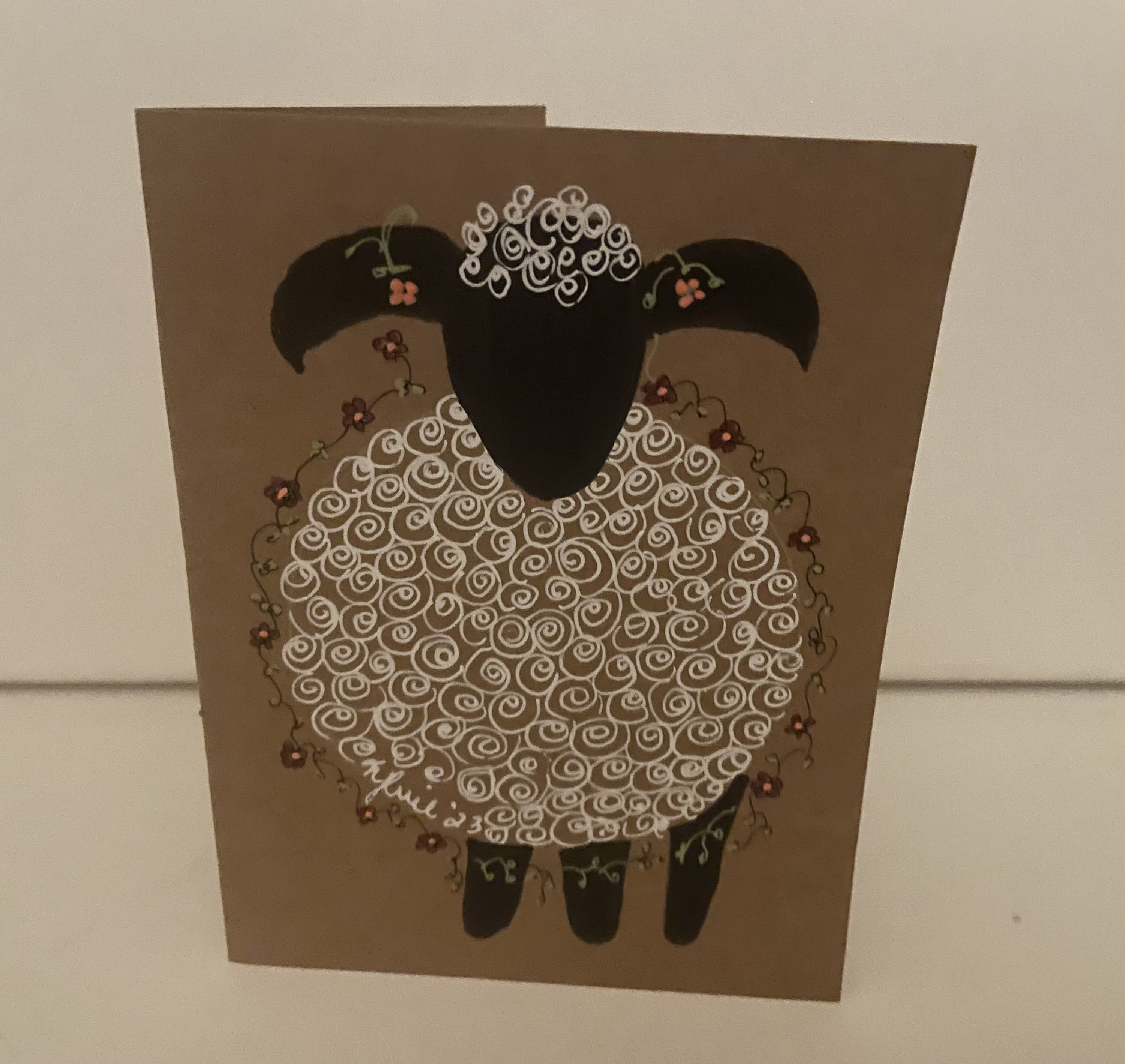 Hand Drawn Sheep Greeting Card Set: Spring Floral Wreath - Etsy