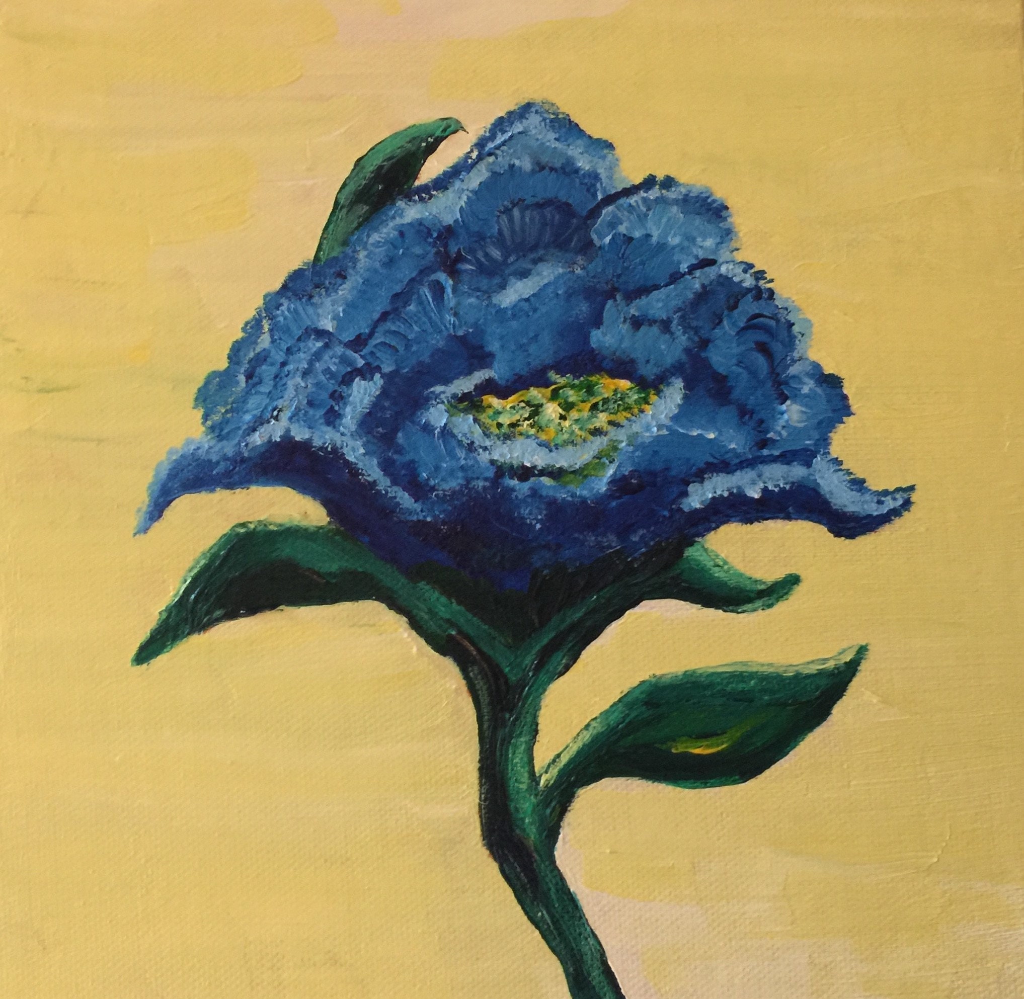 Blue Flower, Original Painting, Nature, Floral, Acrylic, Wall Hanging ...