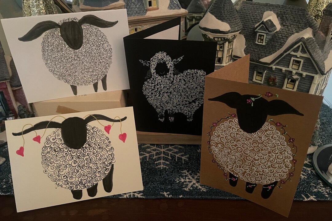 Sheep Variety Hand Drawn Cards Sheep Cards Easter Greeting - Etsy