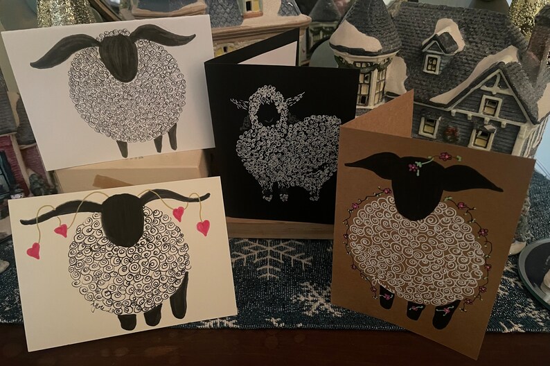 Sheep Variety Hand Drawn Cards Sheep Cards Easter Greeting - Etsy