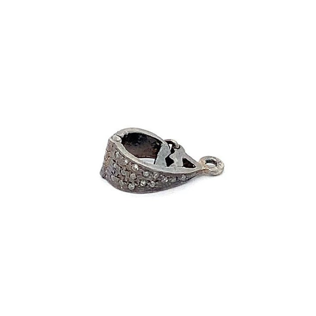 Pave Diamond Pendant Bail, Openable Loop Bail, Sterling Silver Handmade ...