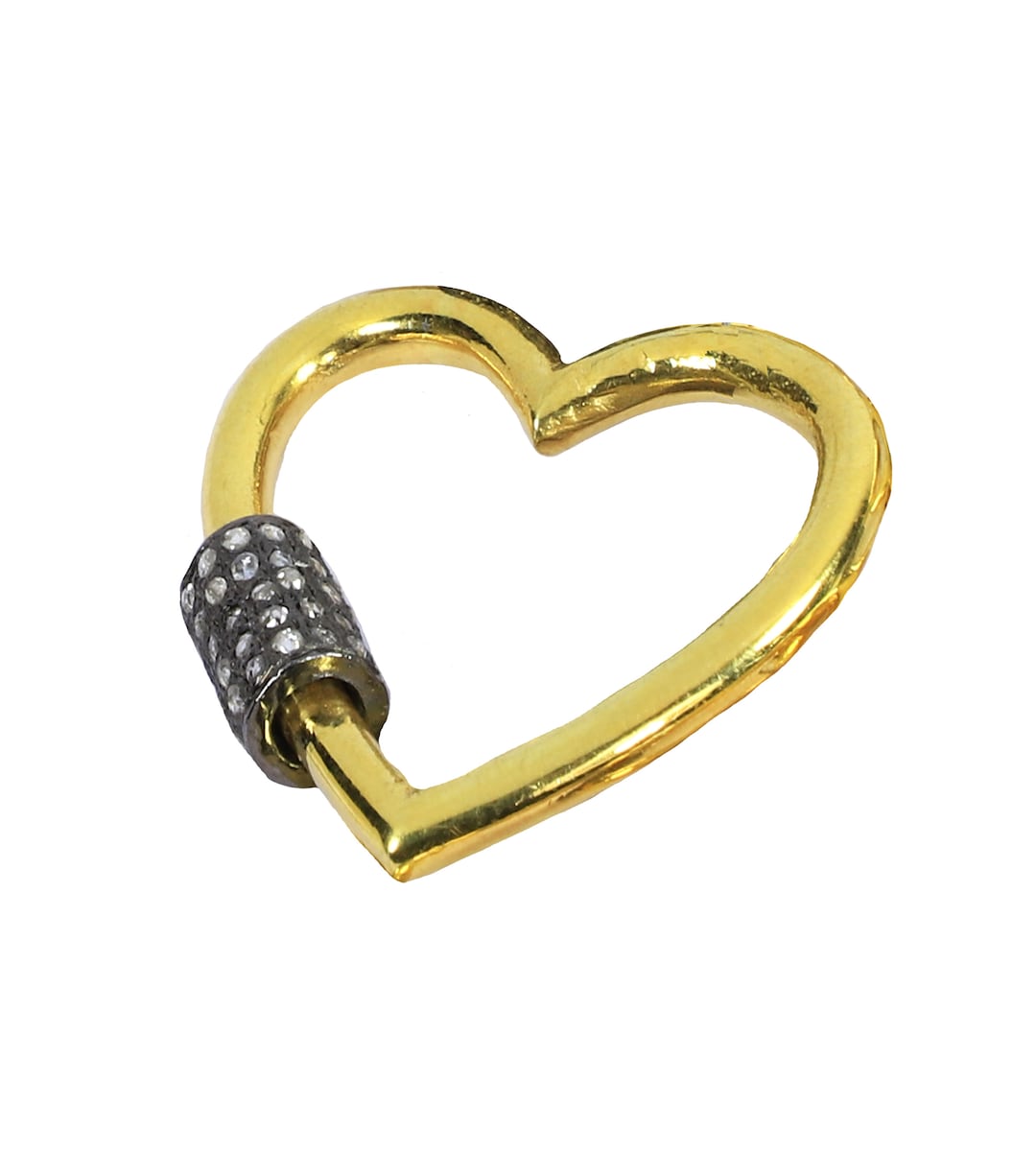 Heart Shape Carabiner Clasp, Pave Diamond Clasp, 925 Sterling Silver ...