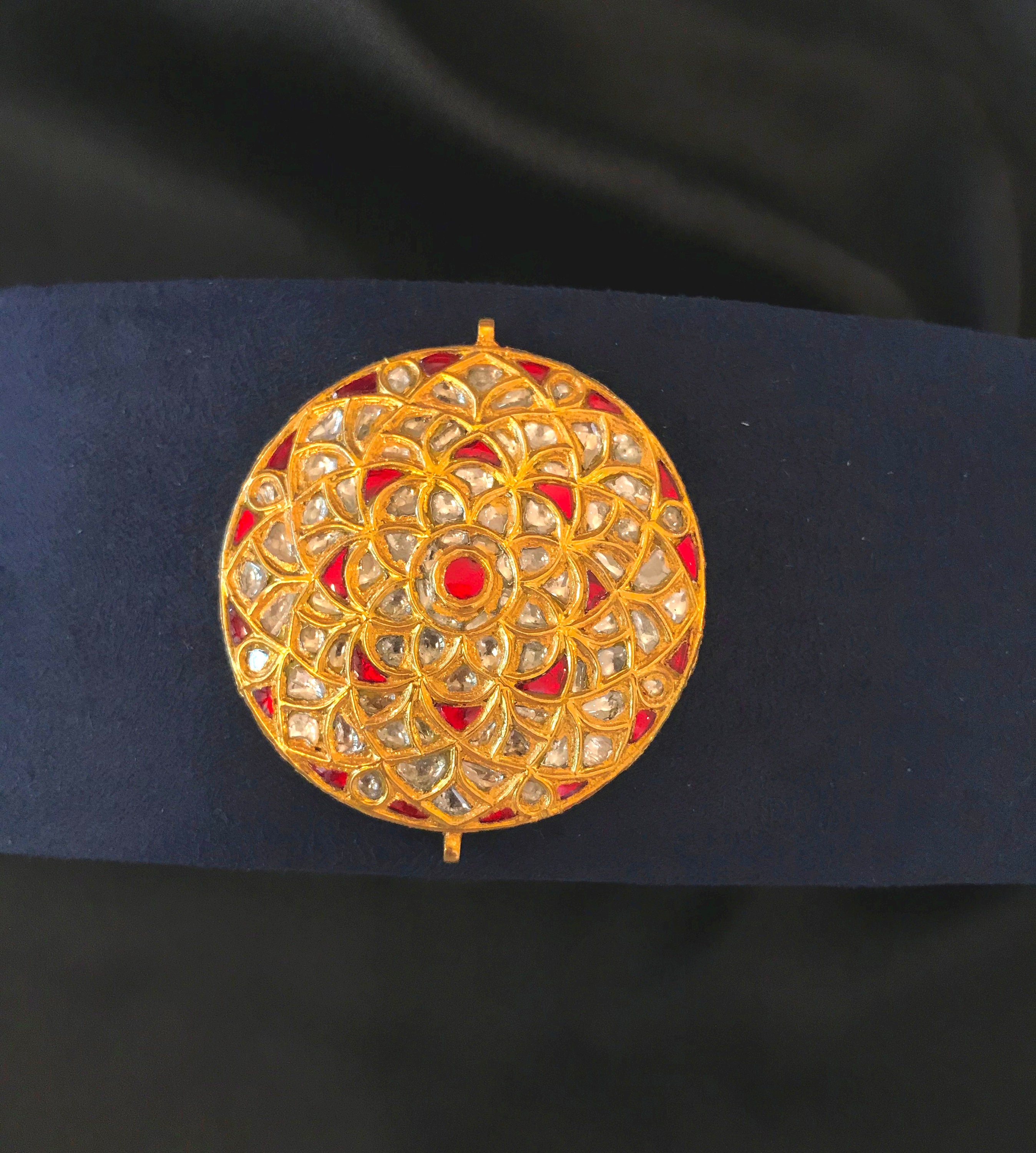 22k Gold Mughal Style Ruby Diamond Pendant Antique Style | Etsy