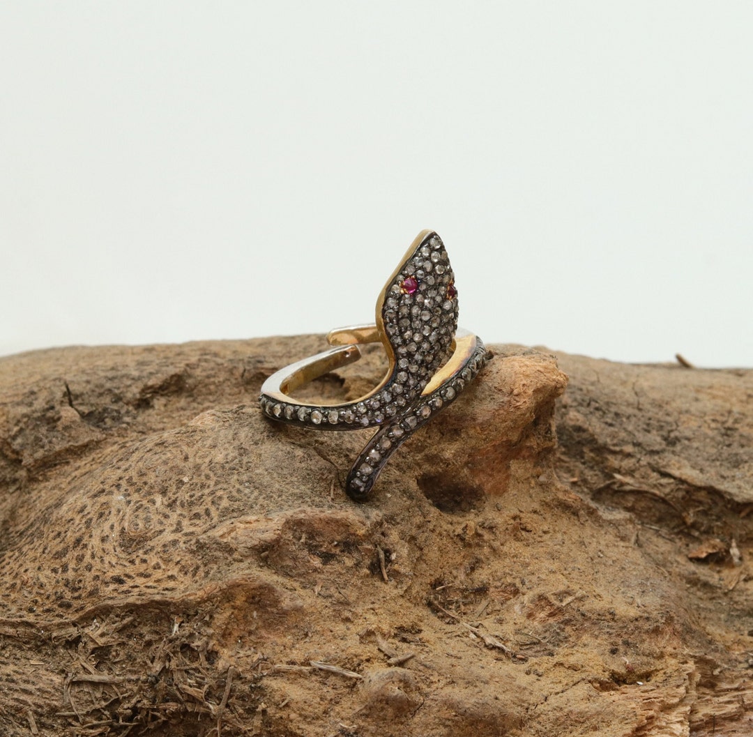 Pave Diamond Ring, Snake Design Ring, 925 Sterling Silver Ring, Ruby ...