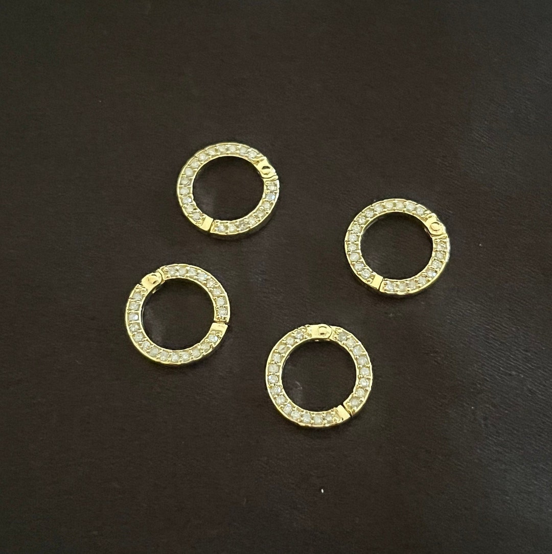 10mm Single Sided Diamond Clasp, 14k Gold Clasp, Round Gold Clasps ...