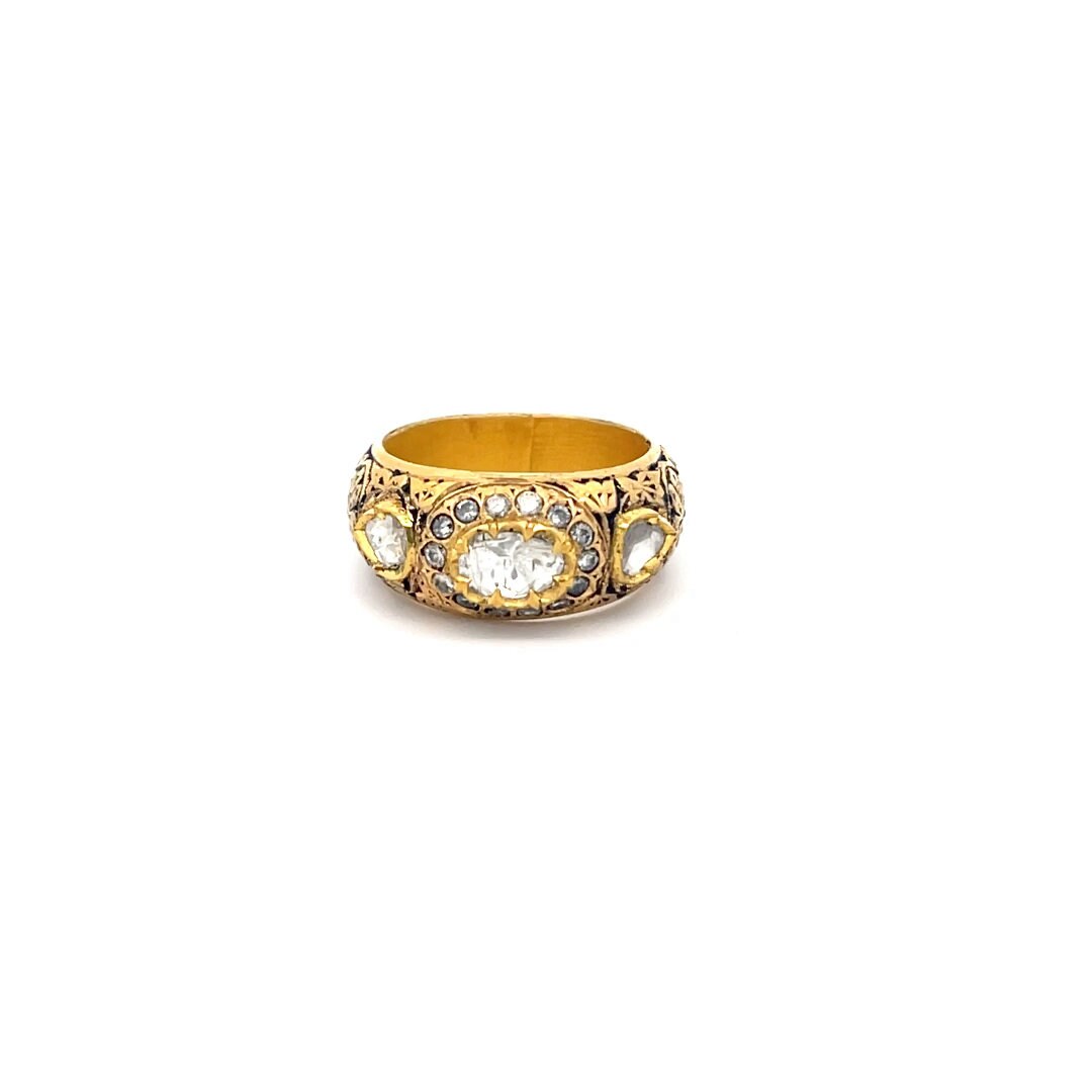 Polki Diamond Ring, Partash Ring, 22k Gold Ring, Uncut Diamond Ring ...