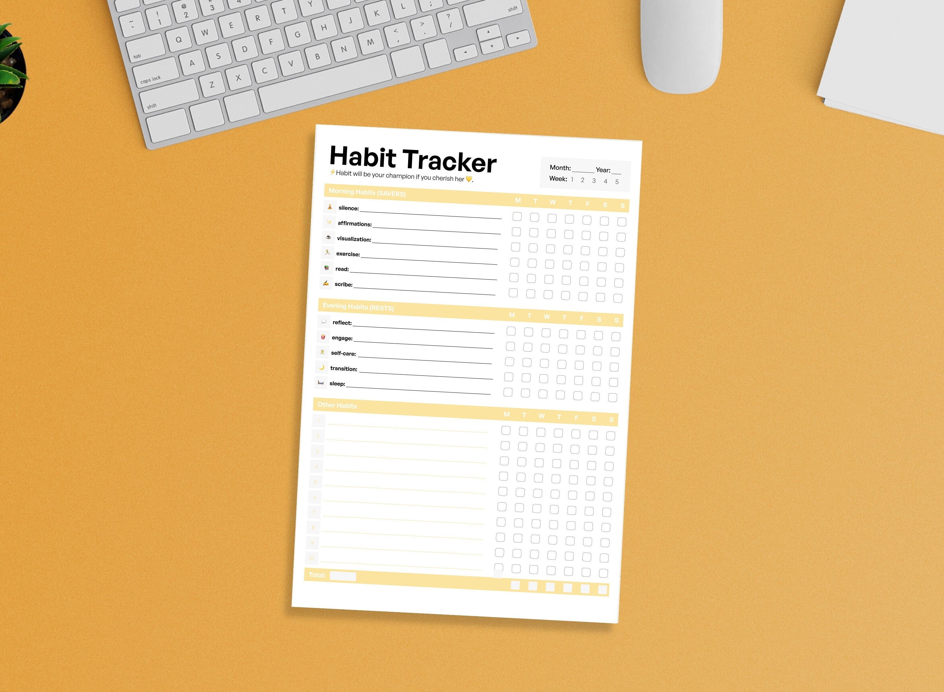 Printable Weekly Habit Tracker Digital Goal Planner Productivity ...