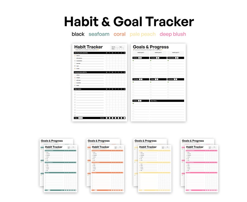 Printable Weekly Habit Tracker | Digital Goal Planner | Productivity ...