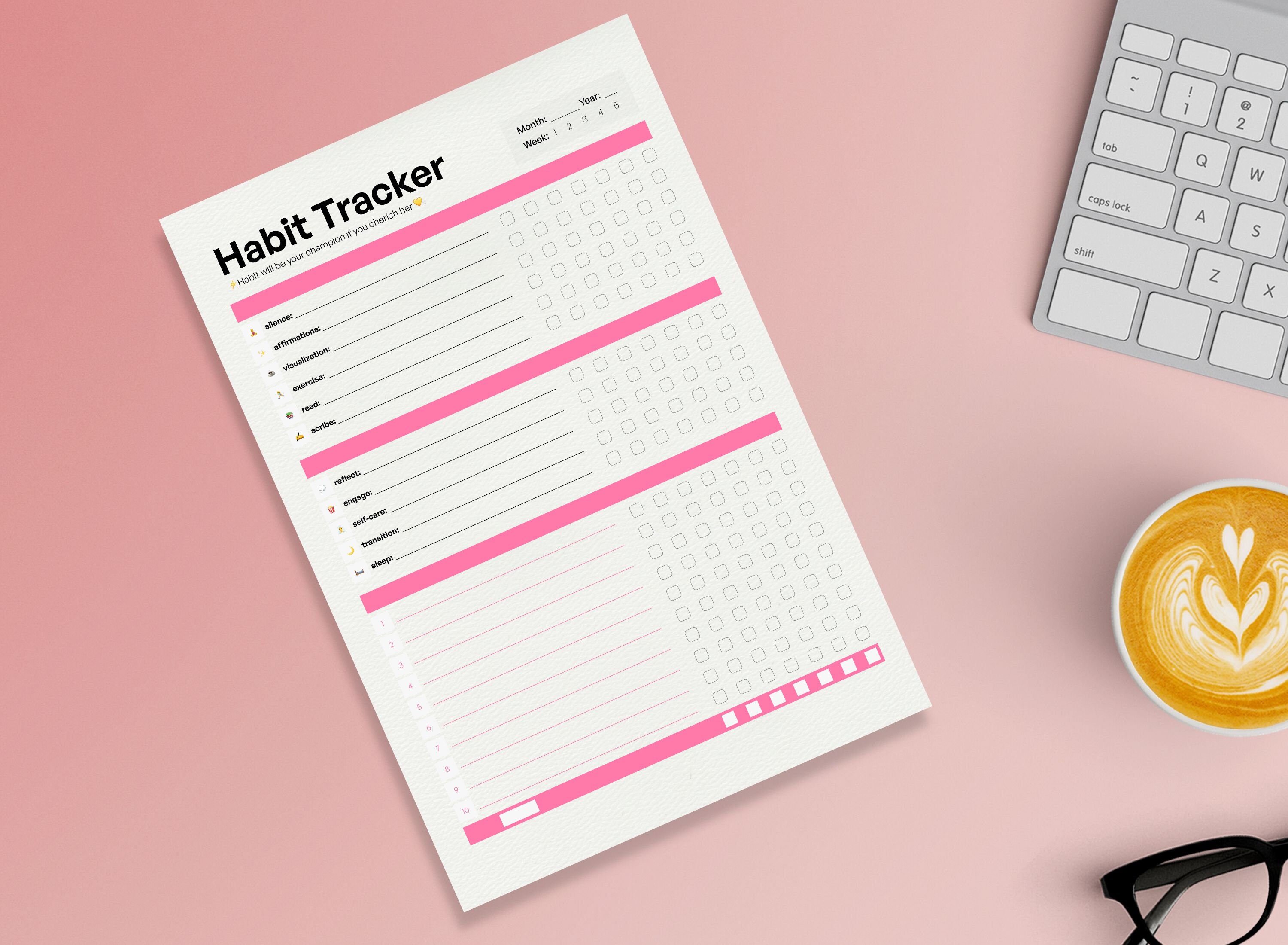 Printable Weekly Habit Tracker Digital Goal Planner Productivity ...