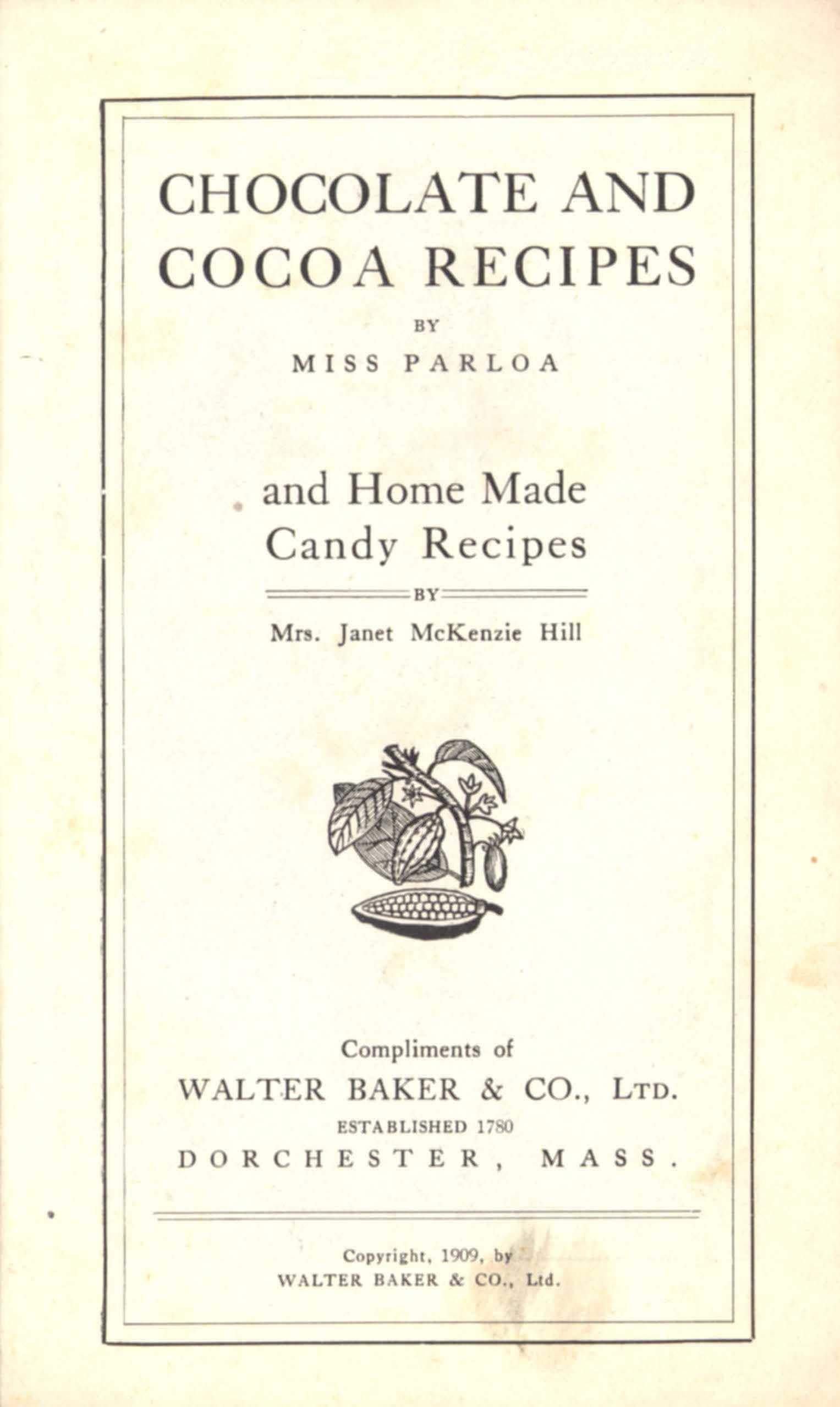 Rare Vintage Cookery Book 1909 Chocolate and Cocoa Recipes | Etsy