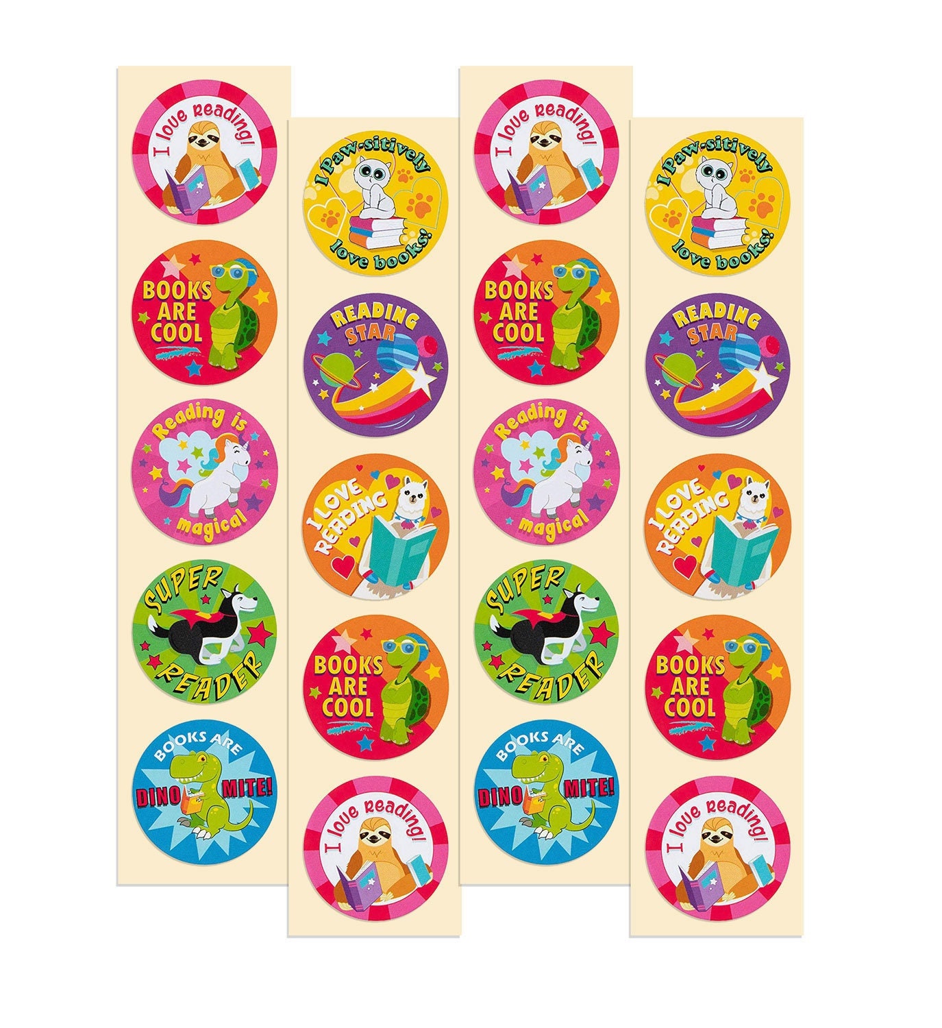 Reading Stickers for Students 1" Encouragement Stickers Pack Reader ...