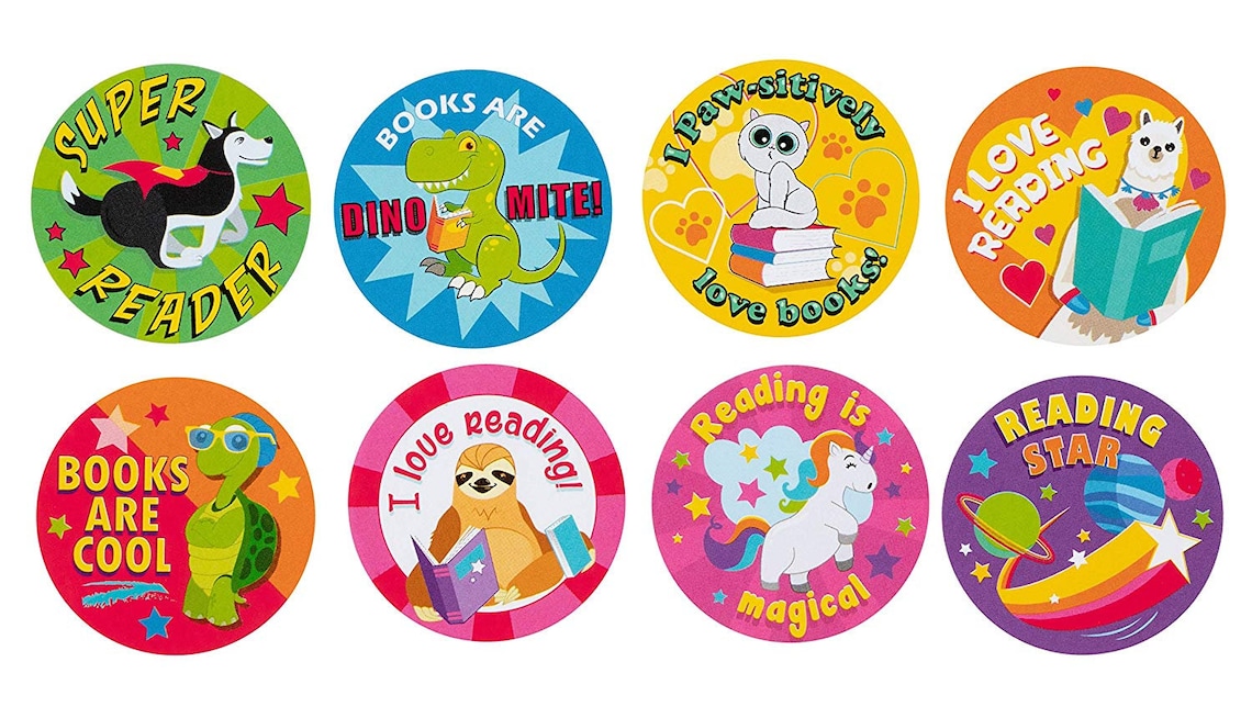 Reading Stickers for Students 1" Encouragement Stickers Pack Reader ...