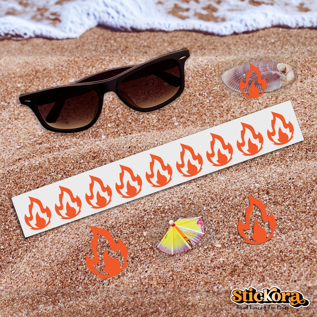 Fire Flame Tanning Stickers Measure Your Tan, Airbrush, Sunless ...