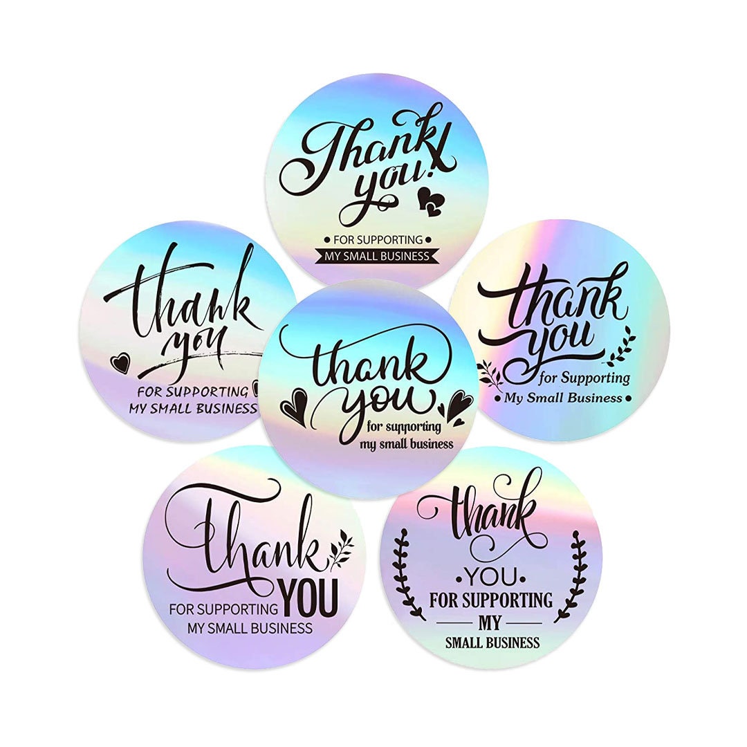 Thank You Stickers "silver With Holographic Reflection" Thank You for ...