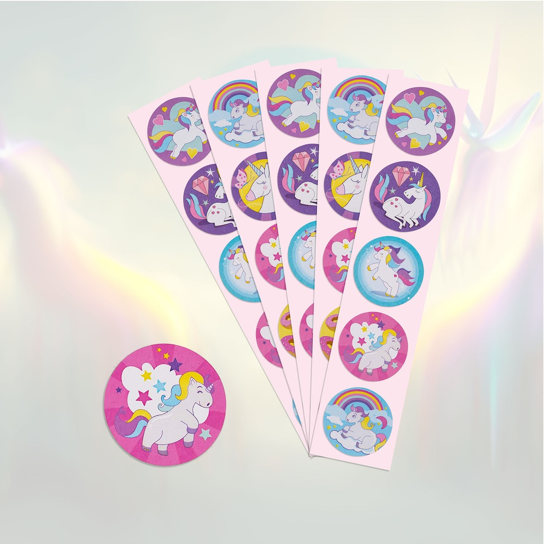 Unicorn Stickers 1.5" Round Unicorn Girls Stickers Party Favors ...