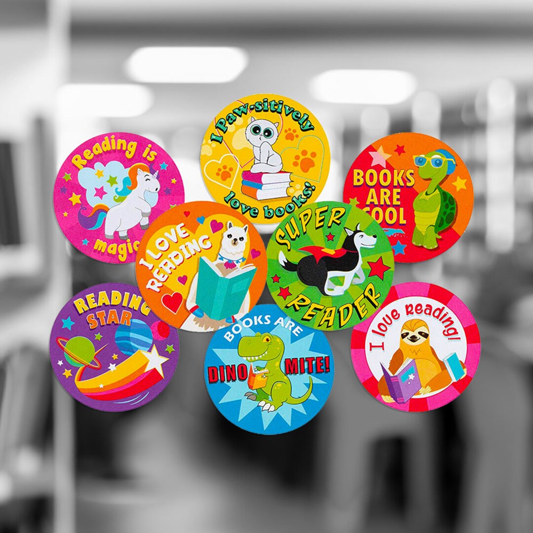 Reading Stickers for Students 1" Encouragement Stickers Pack Reader ...