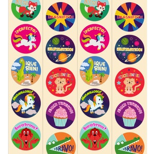 Spanish Reward Stickers 1.5 Espanol Encouragement - Etsy