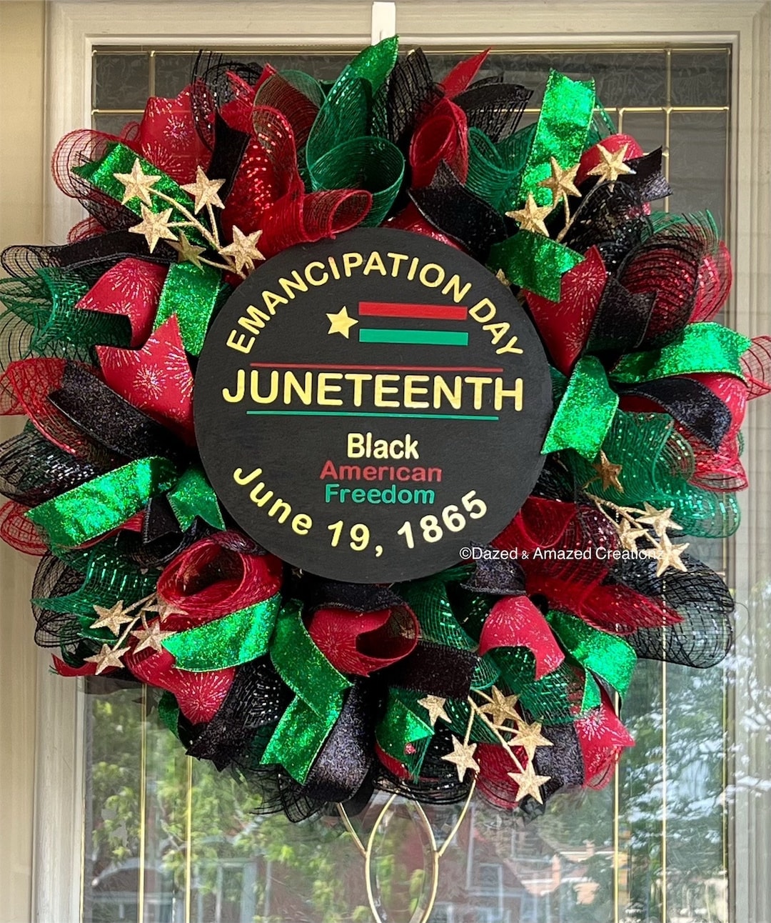 Juneteenth Wreath, Large Red Black and Green Wreath, Black Pride Wreath ...