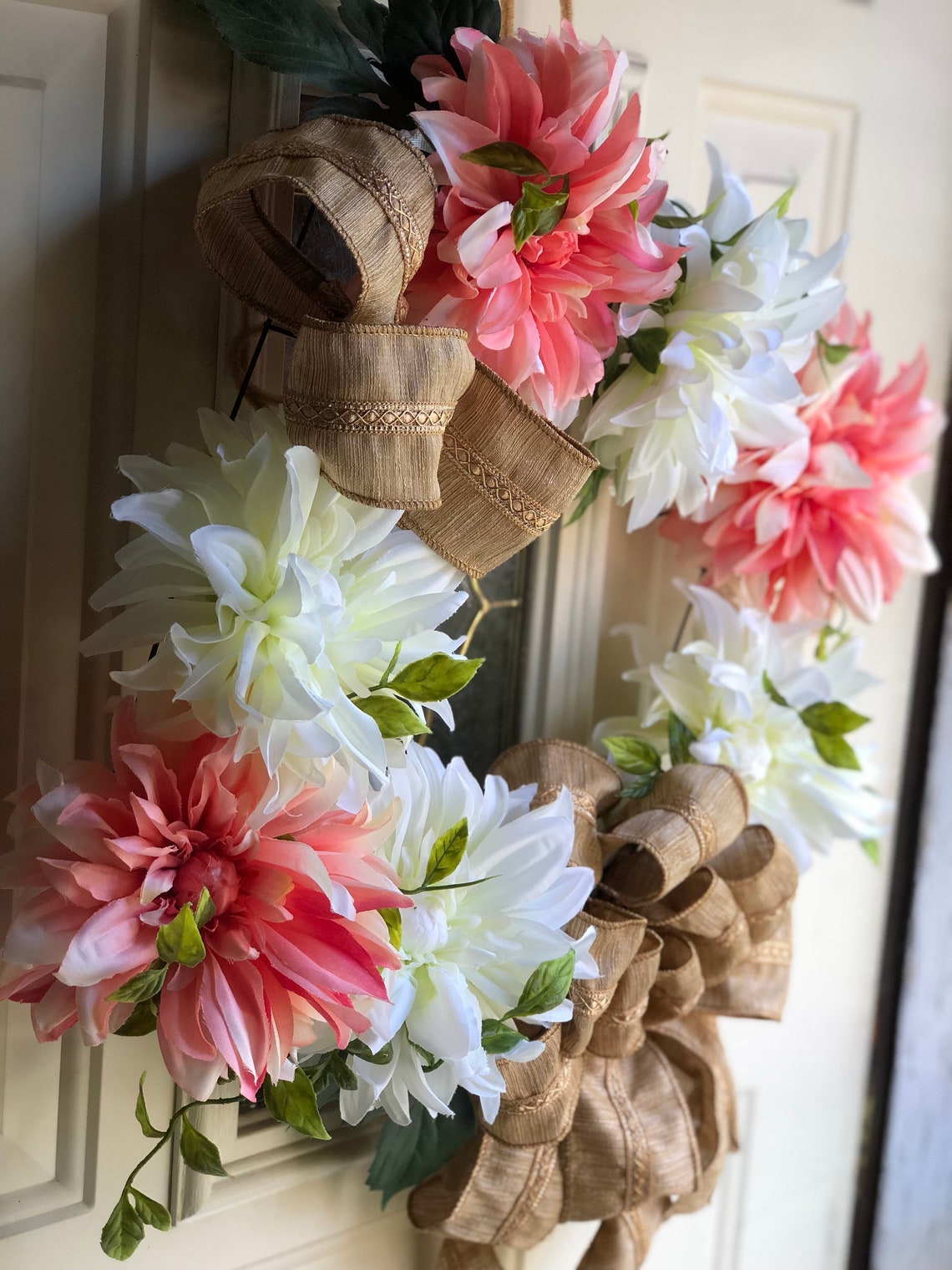 Square Shaped Floral Wreath With Large Bow Summer Wreath - Etsy