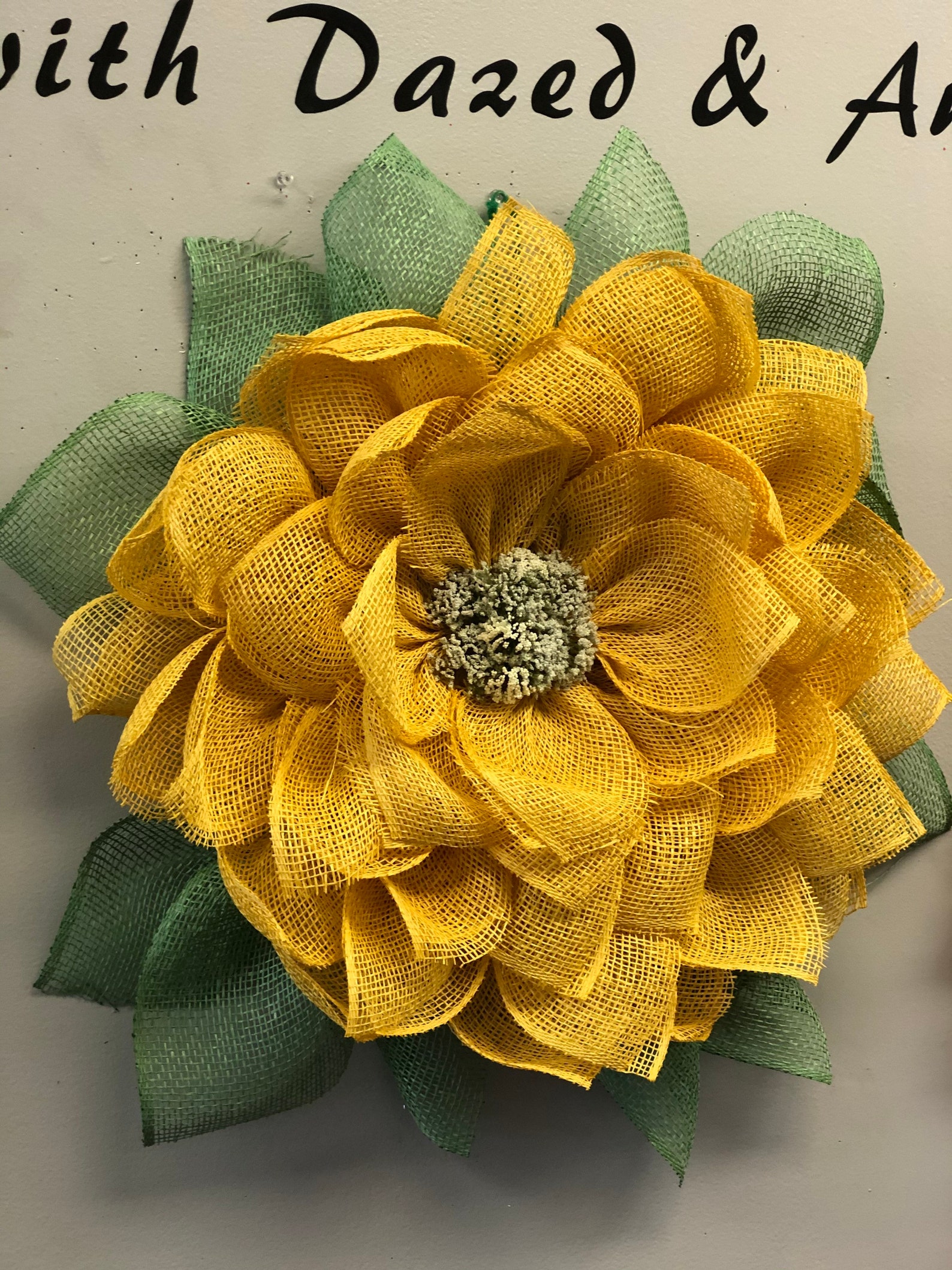 Large Yellow Poly Burlap Flower With White Center Spring - Etsy