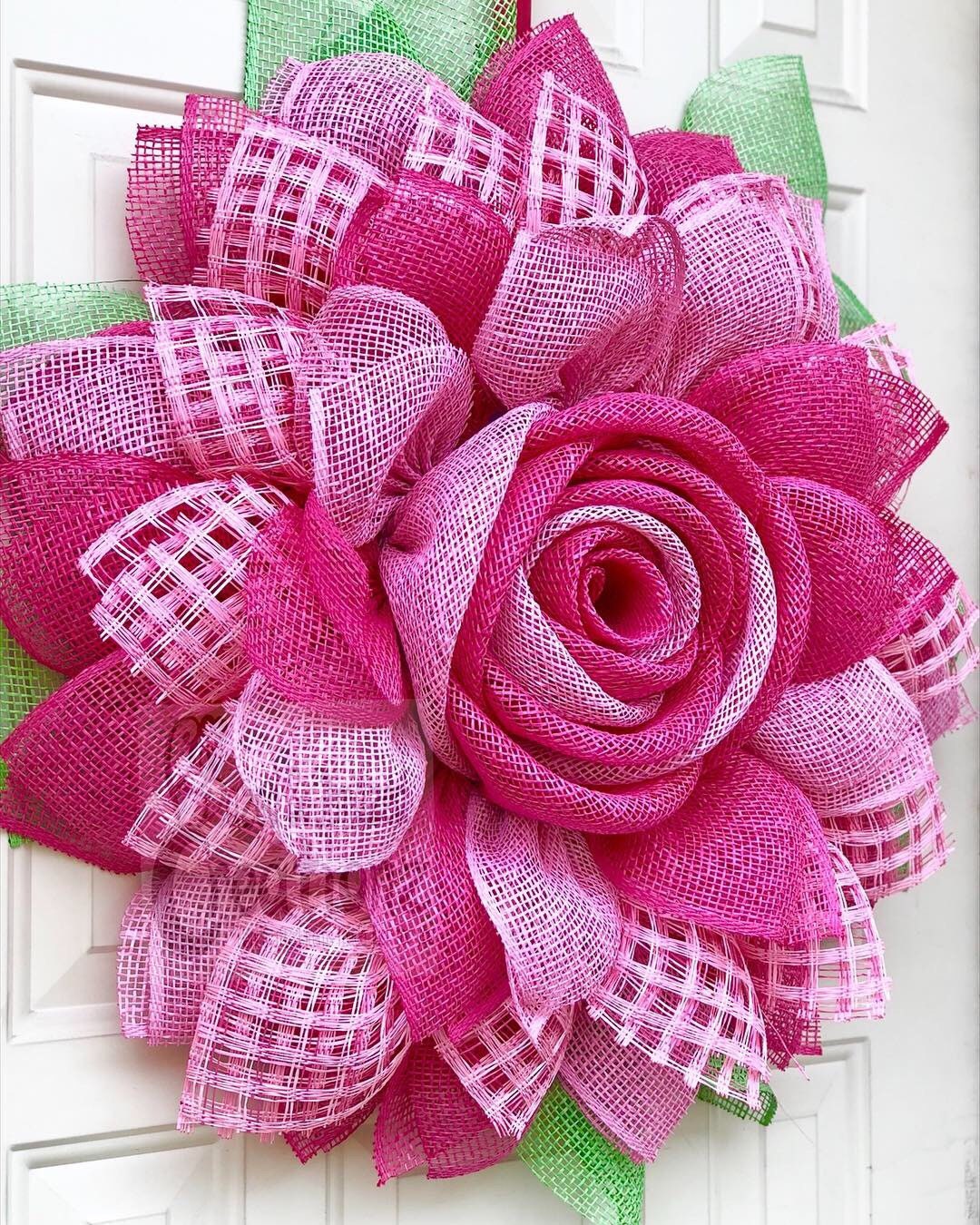 Large Pink Flower Wreath With a Rose Center Spring Summer - Etsy